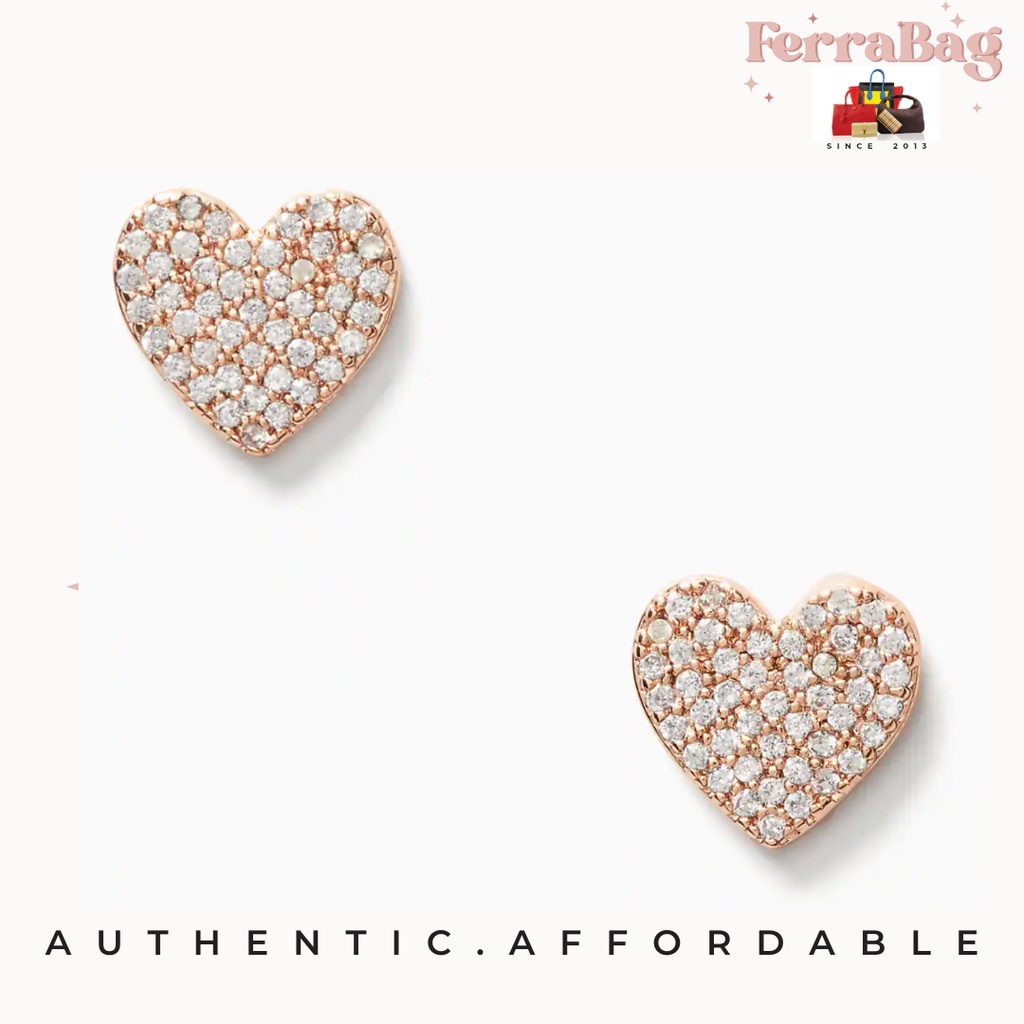 Kate Spade Yours Truly Pave Heart Studs O0R00154 | Shopee Singapore