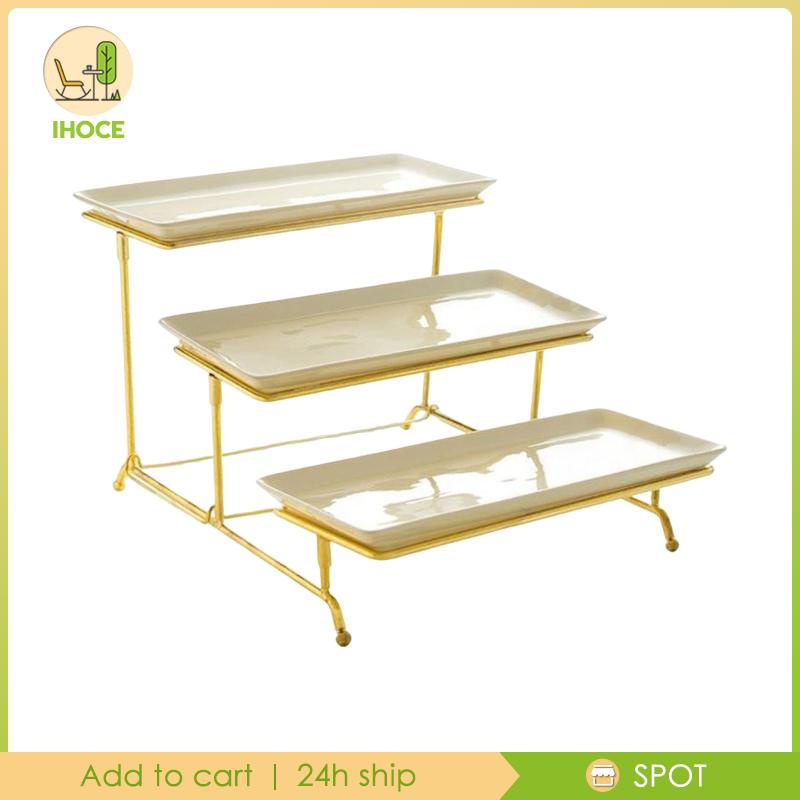 [Ihoce] 3 Tier Serving Stand Serving Platter Set,with 3 Porcelain ...