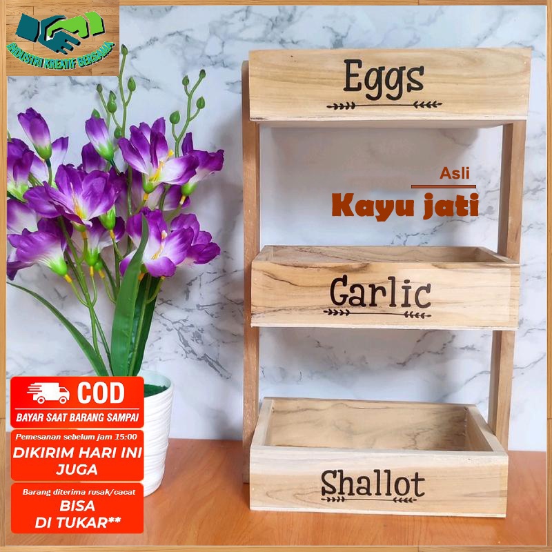 KAYU Modern Javanese Teak Wood Stacking Onion Rack | Premium Quality ...