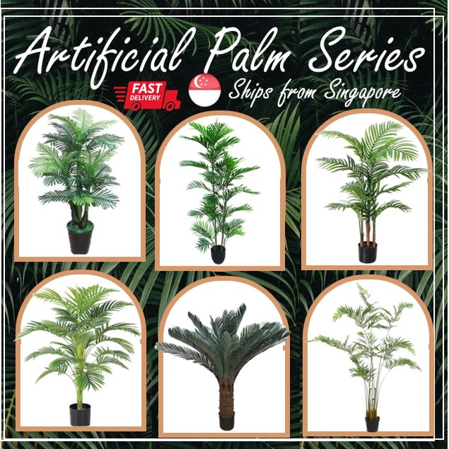 [SG Seller] Artificial Palm Tree Plants Faux Plant Fake Palm Tropical ...