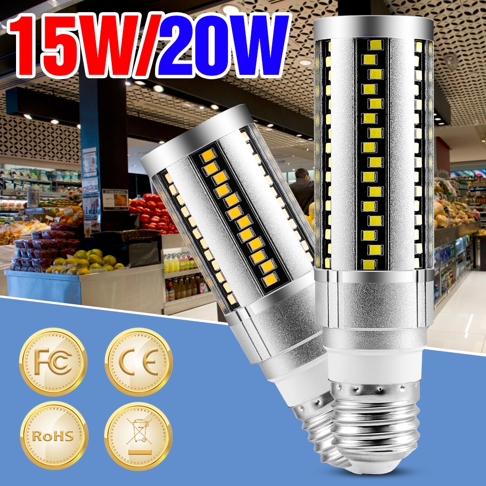 E27 LED Lamp 220V Bulb 15W 20W Corn Light 110V High Power Chandelier ...