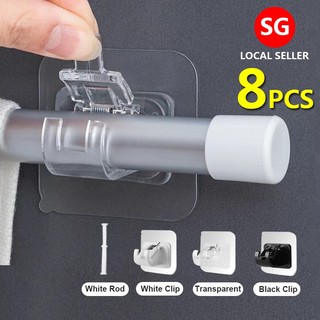 🇸🇬【SG stock】Clamp Hooks Curtain Rod Holder Nail-Free Adjustable Rod ...
