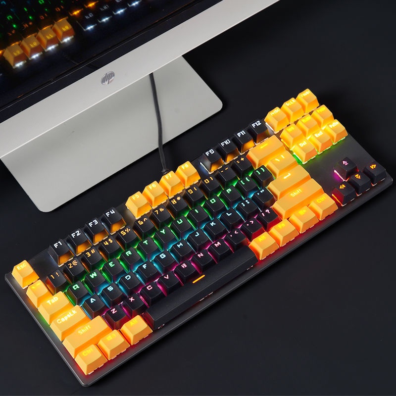 Real Mechanical E-Sports Keyboard Green Axis 87 Key Small Portable Girl ...
