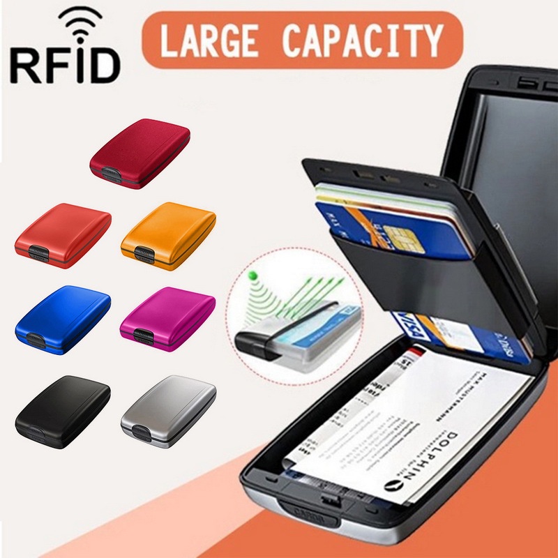 RFID aluminum card holder wallet multi -function card wallet for men id ...