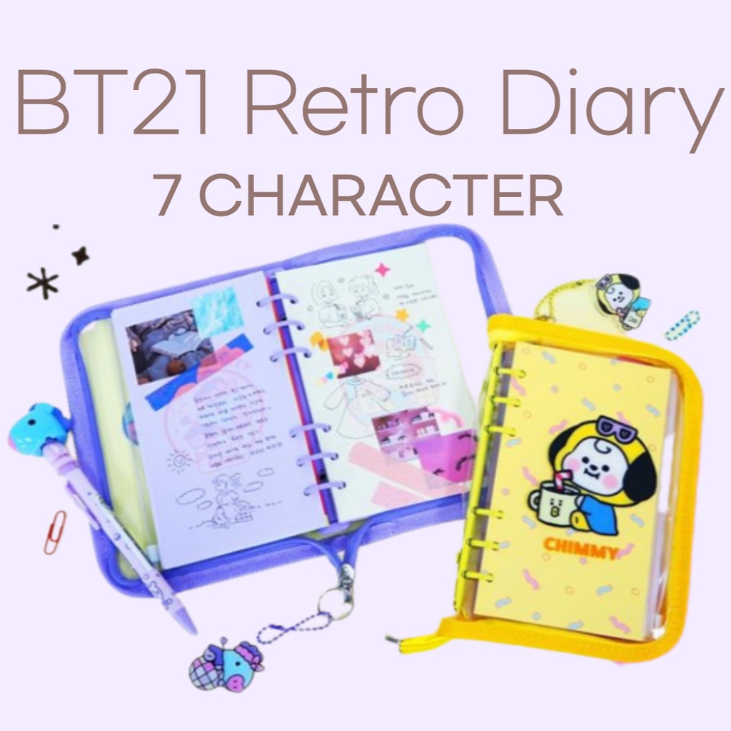 [BT21] Retro diary planner bt21 key chain planner notebook bts notebook ...