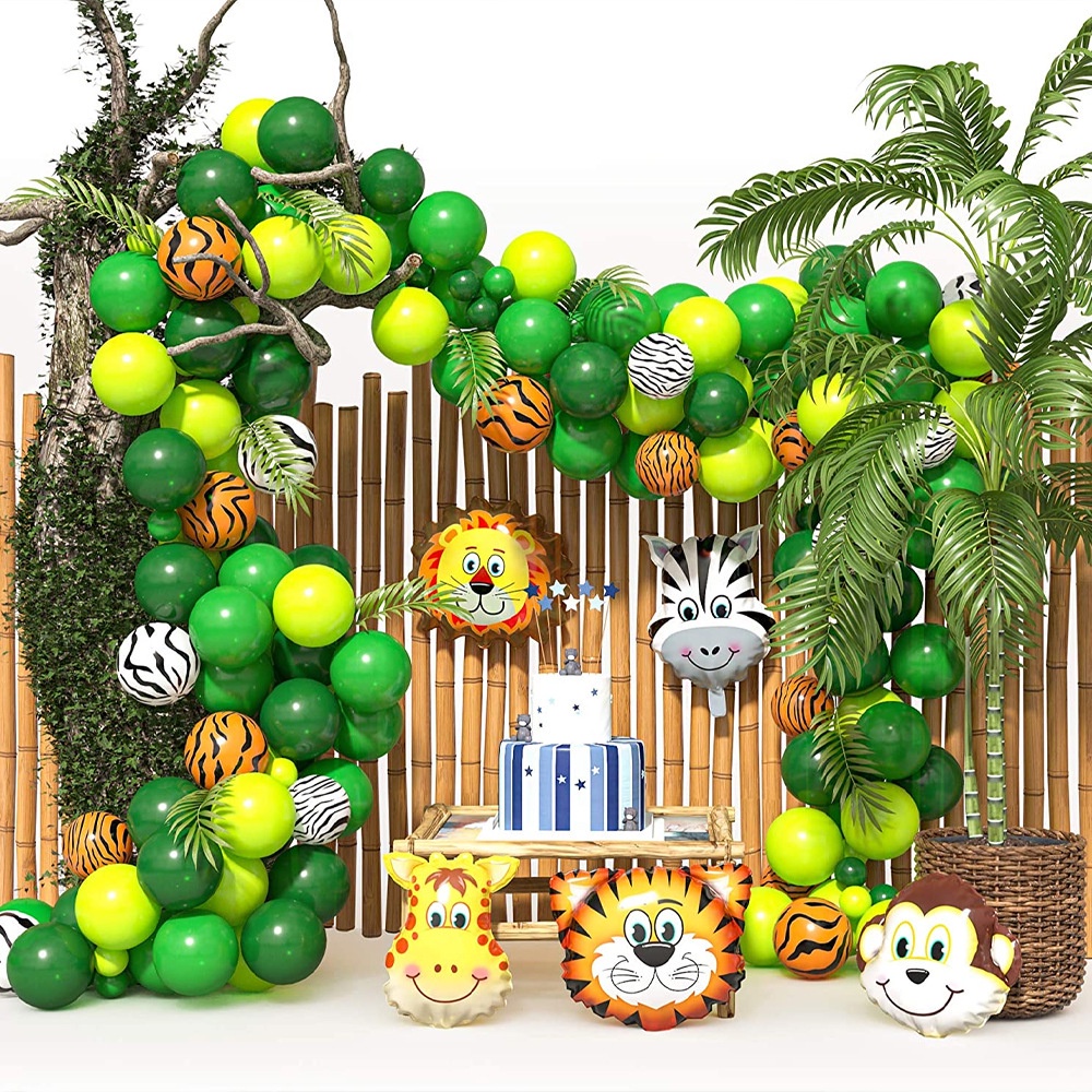 100 Pcs Jungle Safari Theme Balloon Birthday Set Party Balloon ...