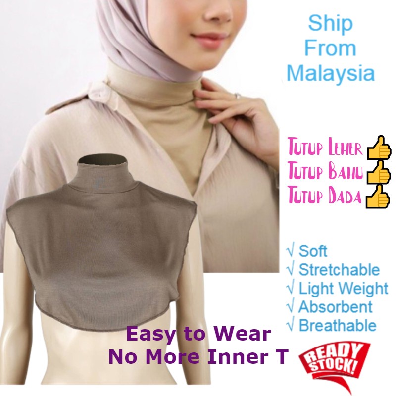 High Neck Inner Leher Dada Bahu Women Turtleneck Half Inner Tutup Leher ...