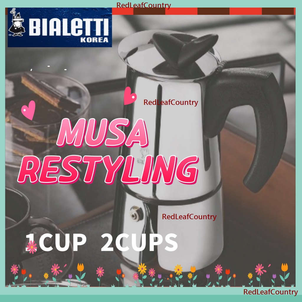 Bialetti Musa Restyling 1 Cup ,2 Cups,Stainless Steel Espresso Coffee ...
