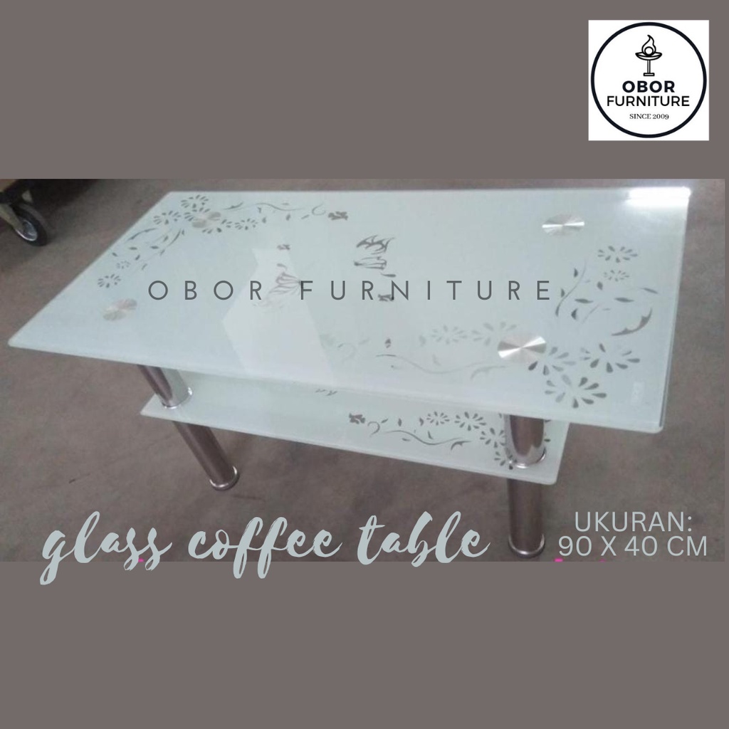 PUTIH Glass Coffee Table White Minimalist Glass Guest Table | Shopee ...