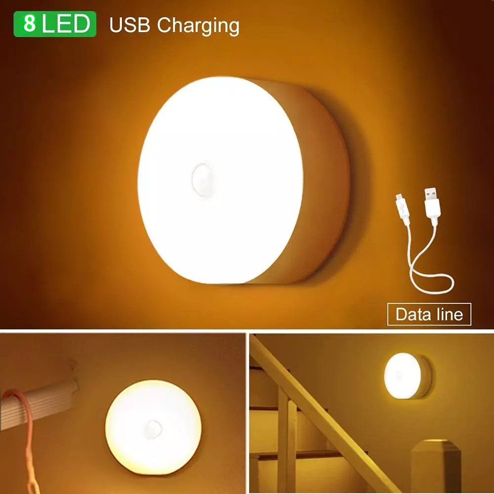 Motion Sensor LED Night Light Chargeable Smart Wall-Mounted Lamp for ...
