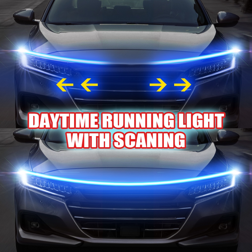 Car Hood LED Daytime Running Light Strip Door Pedal Tail Gate Light Bar ...