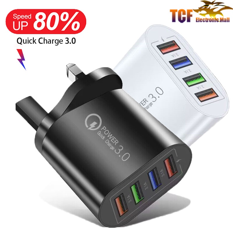【4 Ports】Quick Charge 3.0 USB Charger 4 Port Fast Charging For Mobile ...
