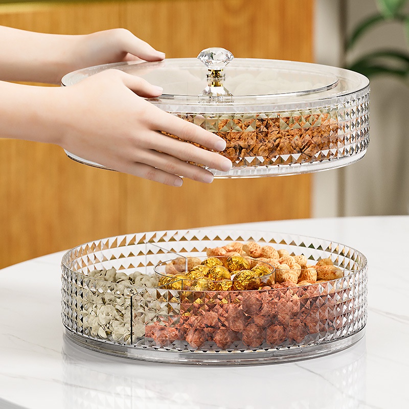 Rotatory Dried Fruit Tray with Lid Stackable Candy Snack Storage Box ...