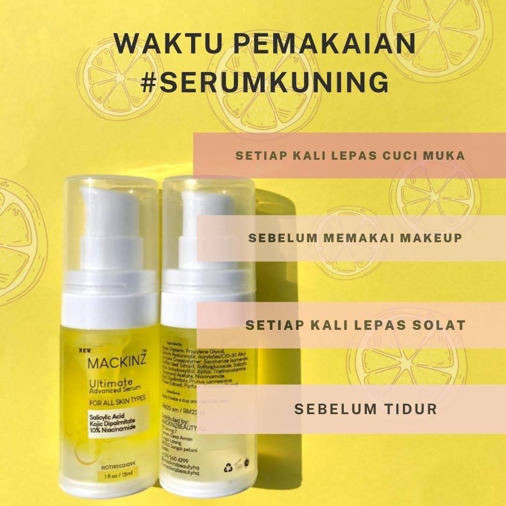 Mackinz Serum 15ml / Serum Kuning 15ml / Mackinz Day Cream 5g / Mackinz Cleasing Bar Soap 50g ...