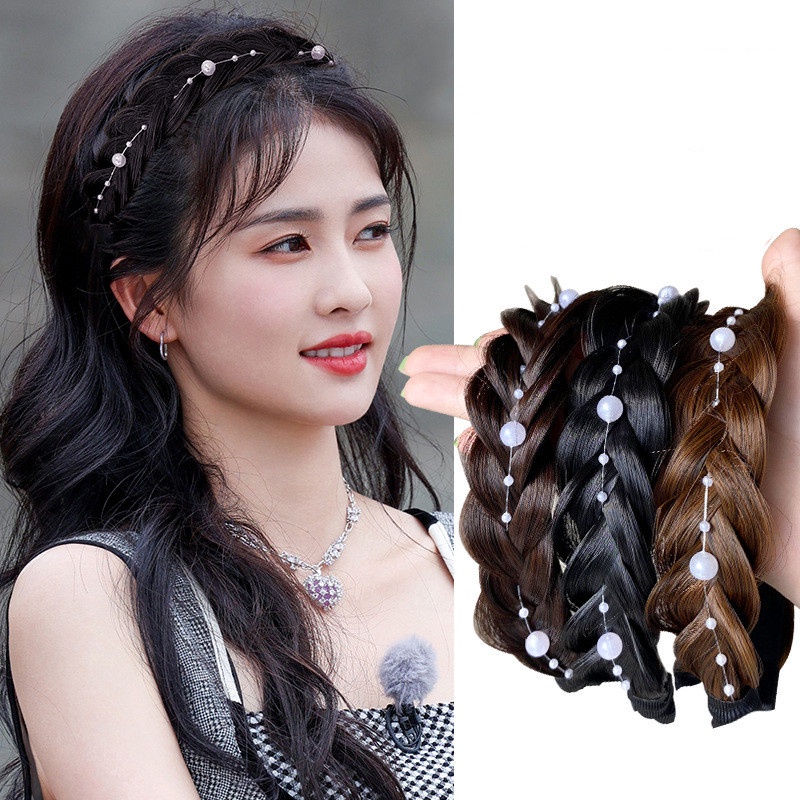 Fish Bone Braid Wig Headband Female One-Piece Twist Hairpin Hair Bundle ...