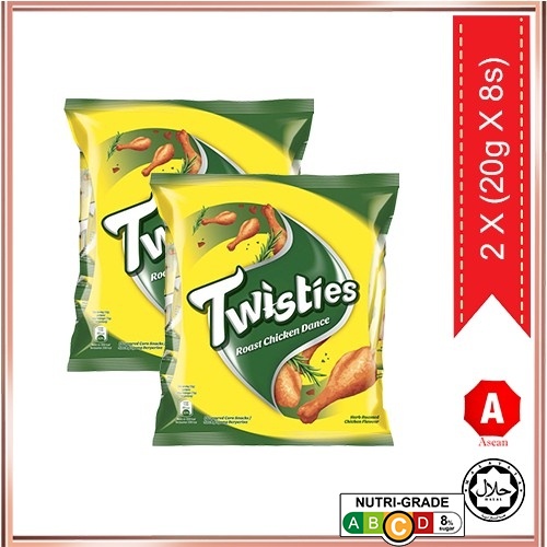TWISTIES FLAVOURED CORN SNACKS HERB ROASTED CHICKEN FLAVOUR (20GX 8S ...