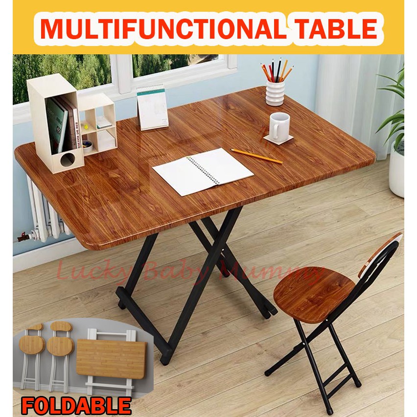 Wooden Foldable Dining Table / Rainbow | Shopee Singapore