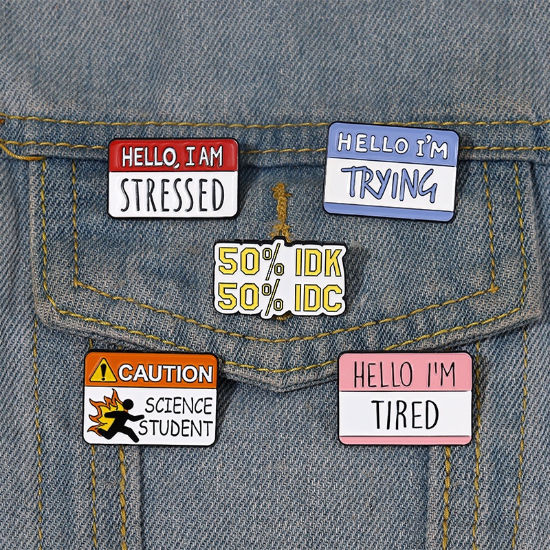 Cute Quotes Banner Enamel Pins Cartoon Colorful Slogan Brooches Badges ...