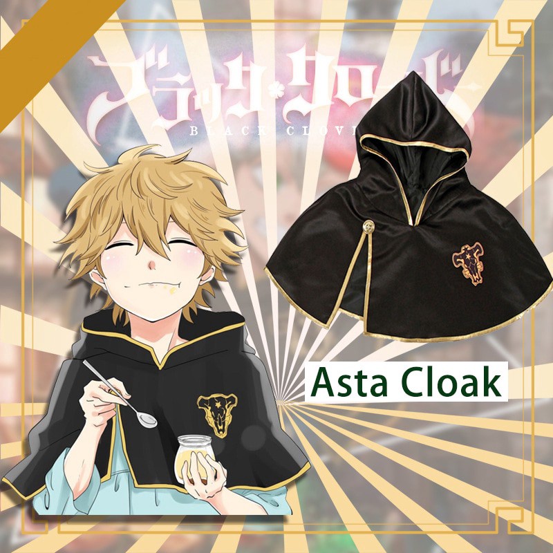 Anime Cloak Black Clover Asta Outfit Black Bull Short Cape Cosplay ...
