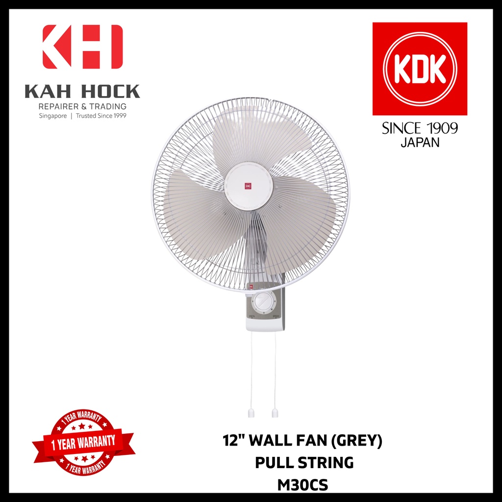KDK M30CS 30CM WALL FAN WITH PULL STRING - 1 YEAR MANUFACTURER WARRANTY ...