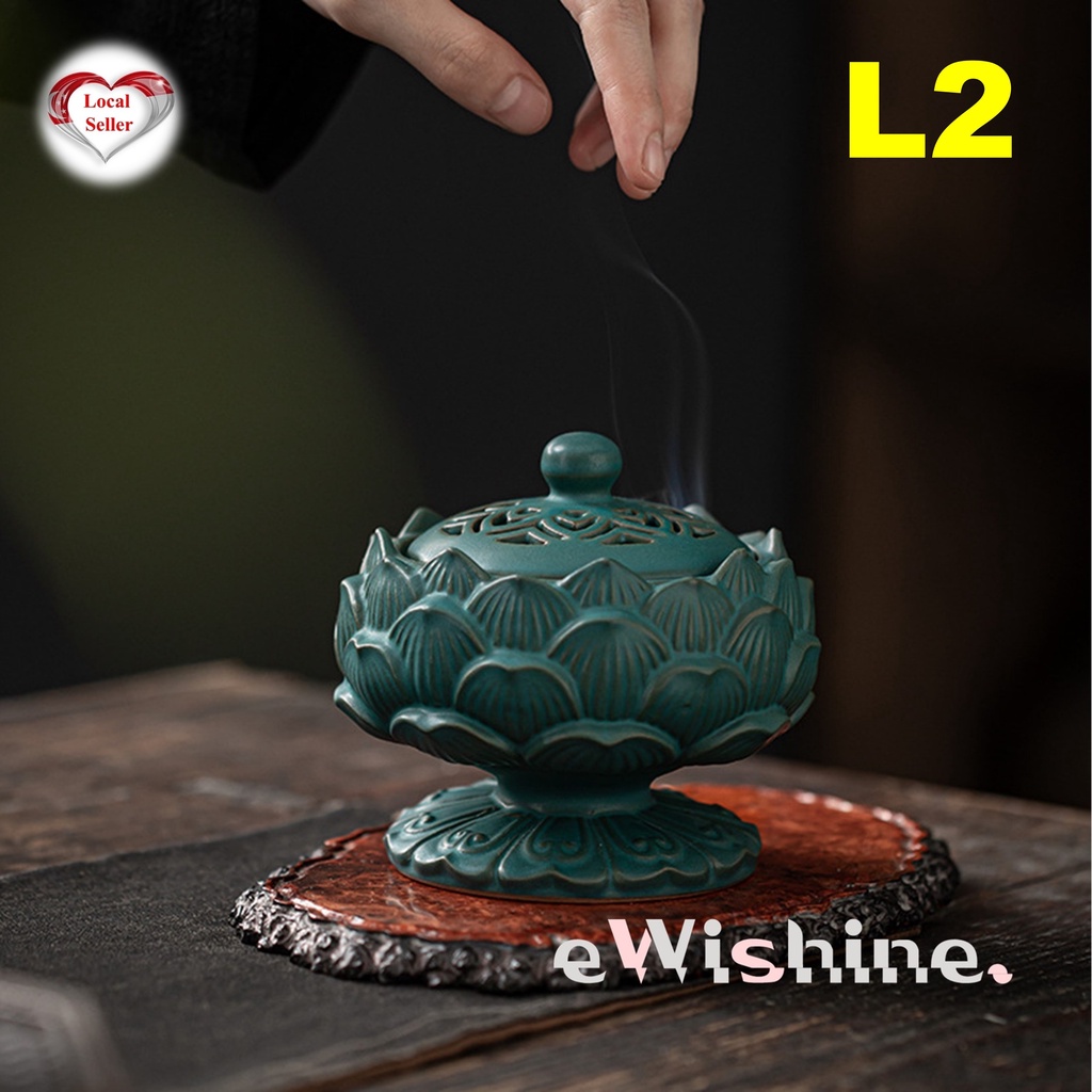 Exquisite Lotus Flower Design Ceramic Incense Burner Stove Holder 莲花香炉 ...