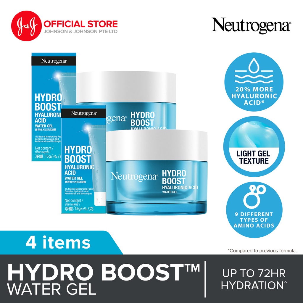 [Bundle of 4] Neutrogena Hydro Boost Water Gel 50g x2 + 15g x2 | Shopee ...