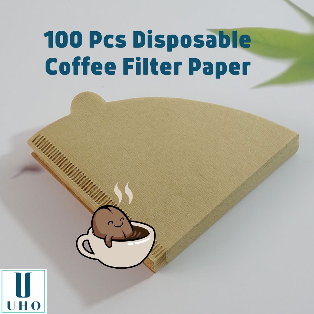 100 Pcs Disposable Coffee Filter Paper for Hand-poured and Drip coffee ...