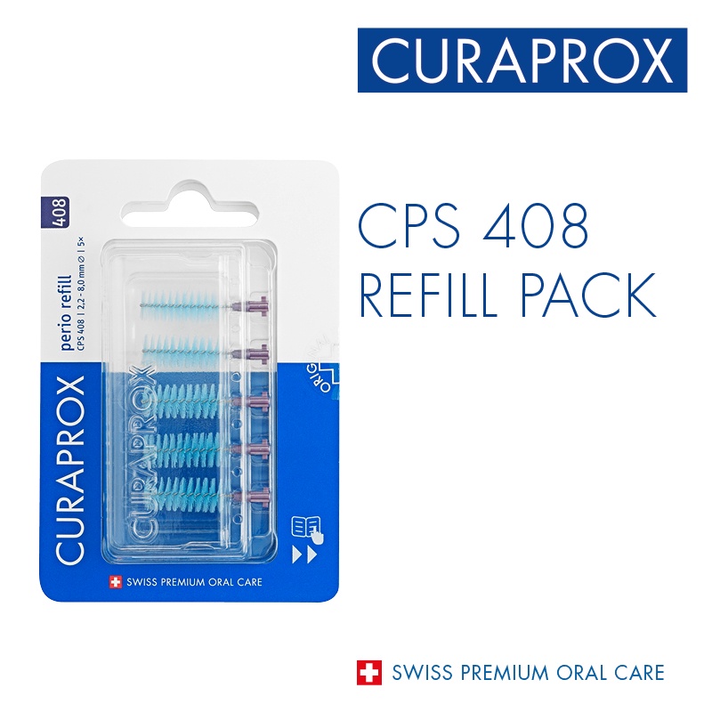 Curaprox CPS 408 Perio Interdental Brush Refills, Violet Purple, 5 Pcs ...
