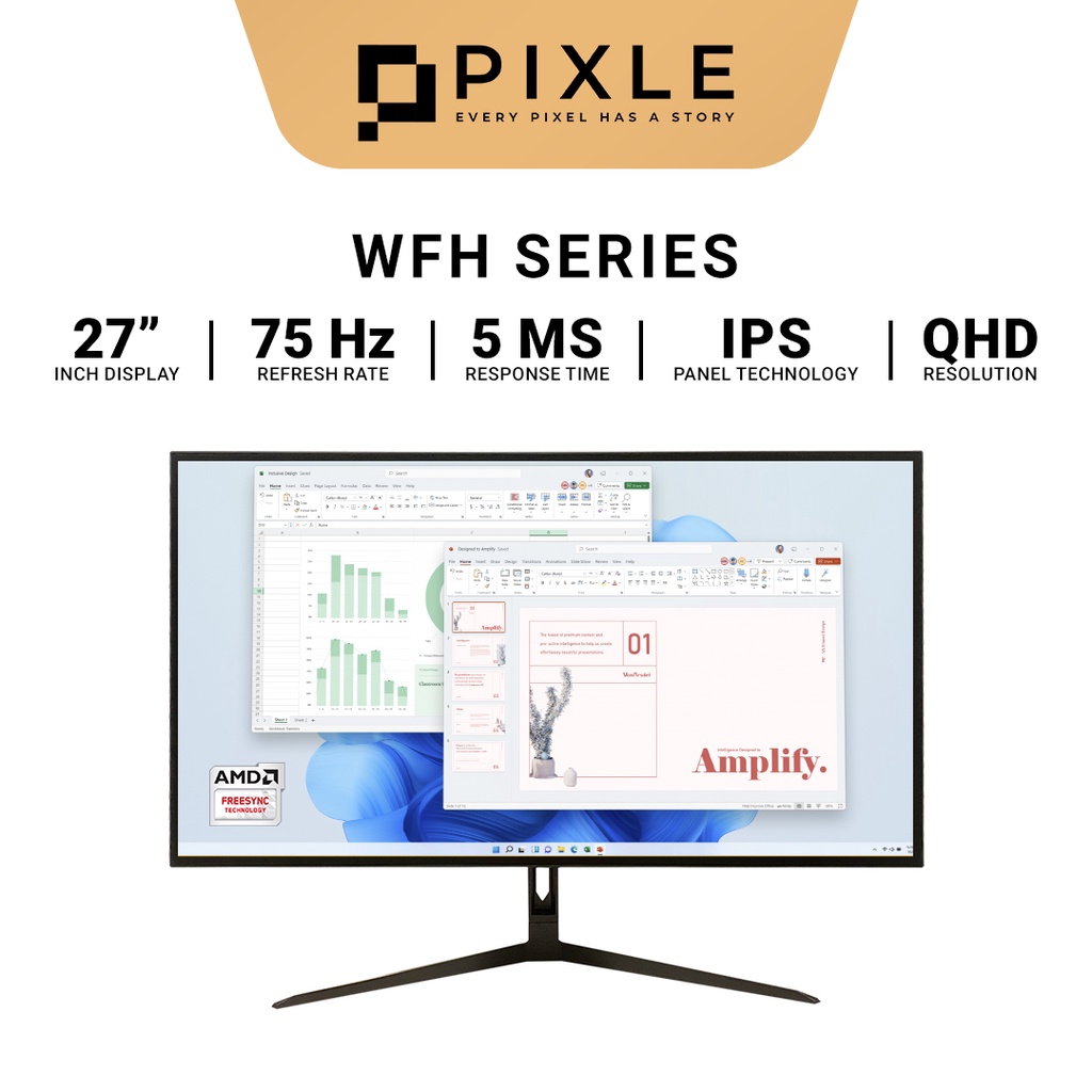[Ready Stock] PIXLE 27 inch Monitor | 2K QHD 75Hz Flat IPS 2560 x 1440p ...