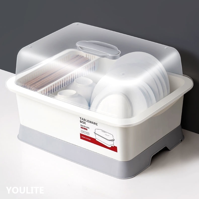 YOULITE Kitchen Drain Bowl Rack With Cover For Bowl Chopsticks And ...