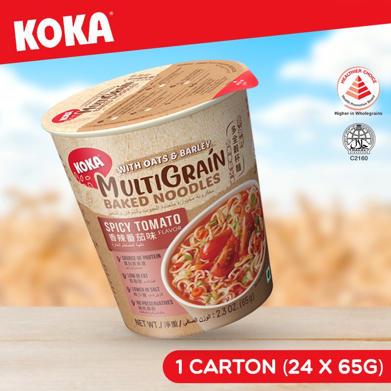 KOKA Multigrain Oat & Barley - Spicy Tomato Cup Noodles (24 Cups x 65g ...