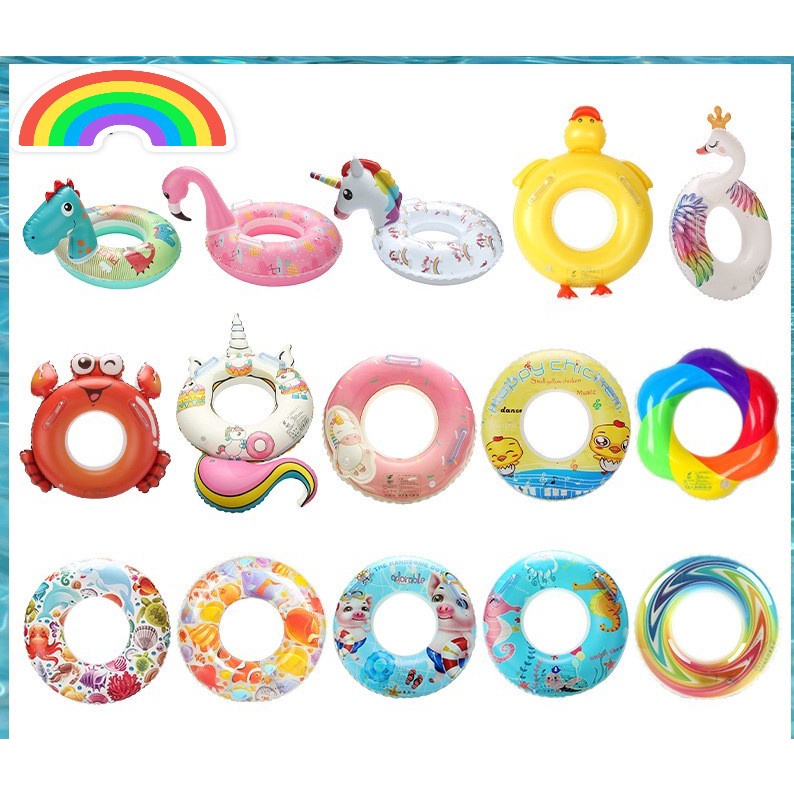 Kid’s Cartoon Inflatable Swimming Float Neck Seat Ring Arm unicorn ...