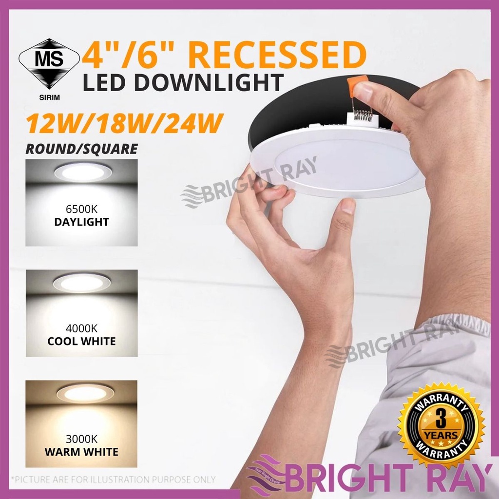 SIRIM Plaster Ceiling LED Light Ultra Slim Downlight Bright Light Panel ...