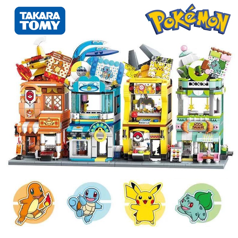 Pokemon Cartoon Anime Pokémon Center House Pikachu Building Blocks ...
