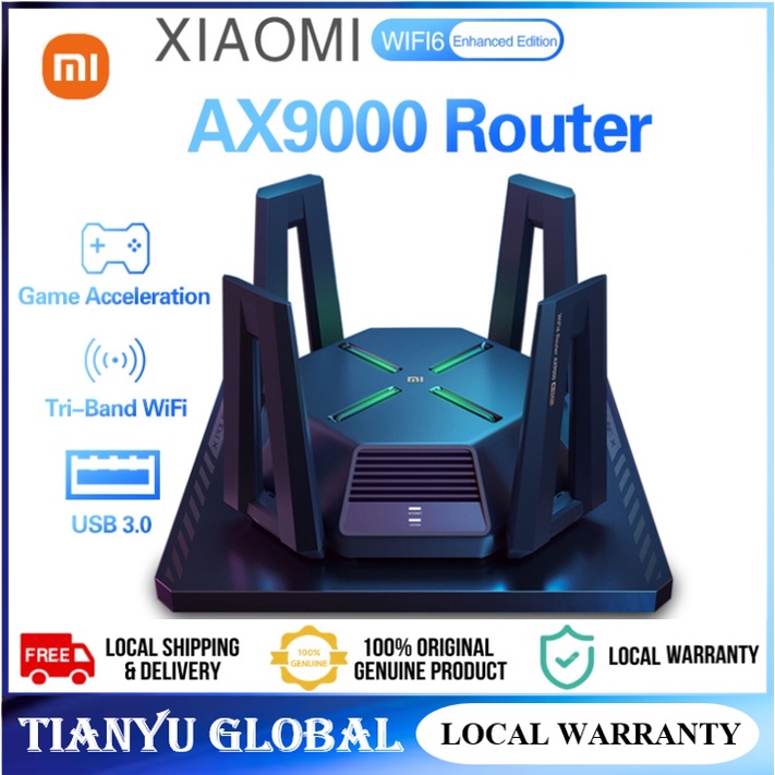 Global Version Xiaomi Mi AX9000 Router Modem Tri-Band WiFi 6 USB 3.0 ...