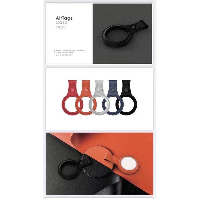 High Quality Colorful TPU Leather AirTag Case with Key Ring ...