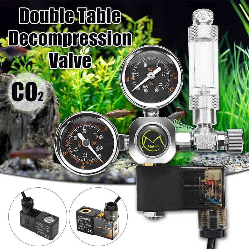 Aquarium Thickened wire Dual Gauge CO2 Pressure Regulator Bubble ...