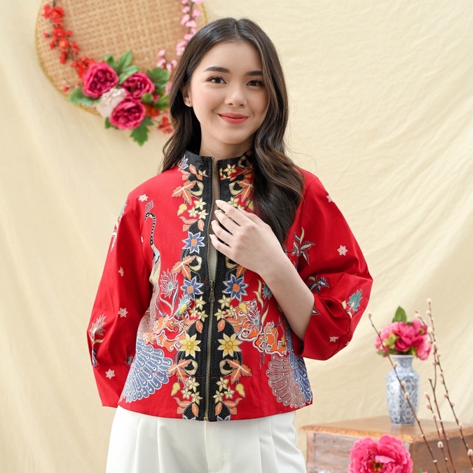MERAH Outer Batik 135 BBC Red/Modern Women's Batik Jacket/ Batik Outer ...