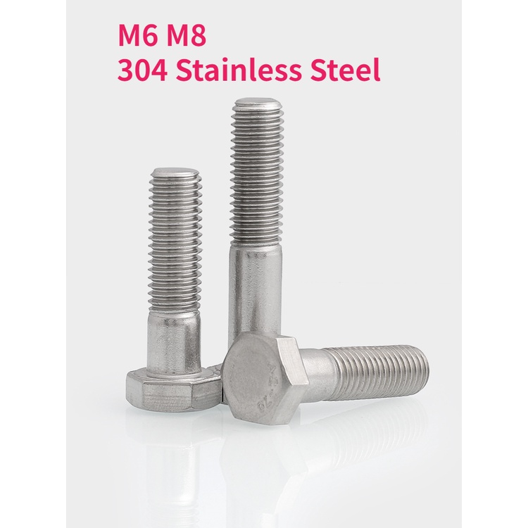M6 M8 304 Stainless Steel Half Thread External Hex Head Screws Half ...