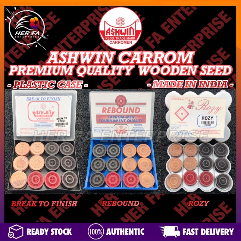 ASHWIN Carrom Men Seed Premium Quality In Plastic Box Break To Finish ...
