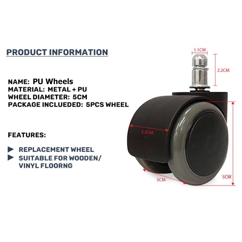 OFFICEHUB Office Chair leg wheels Replacement ★ Heavy Duty ★ Office ...