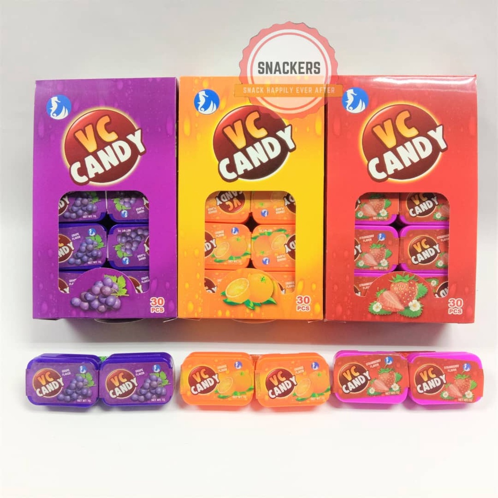 Seahorse 30Pcs Candy VC CANDY Orange / Strawberry / Grape Flavor (±7g x ...