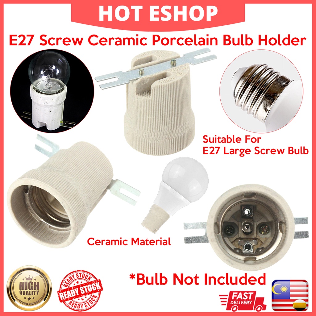 E27 Lighting Porcelain Fixture Socket Screw High Temp Ceramic Lamp ...