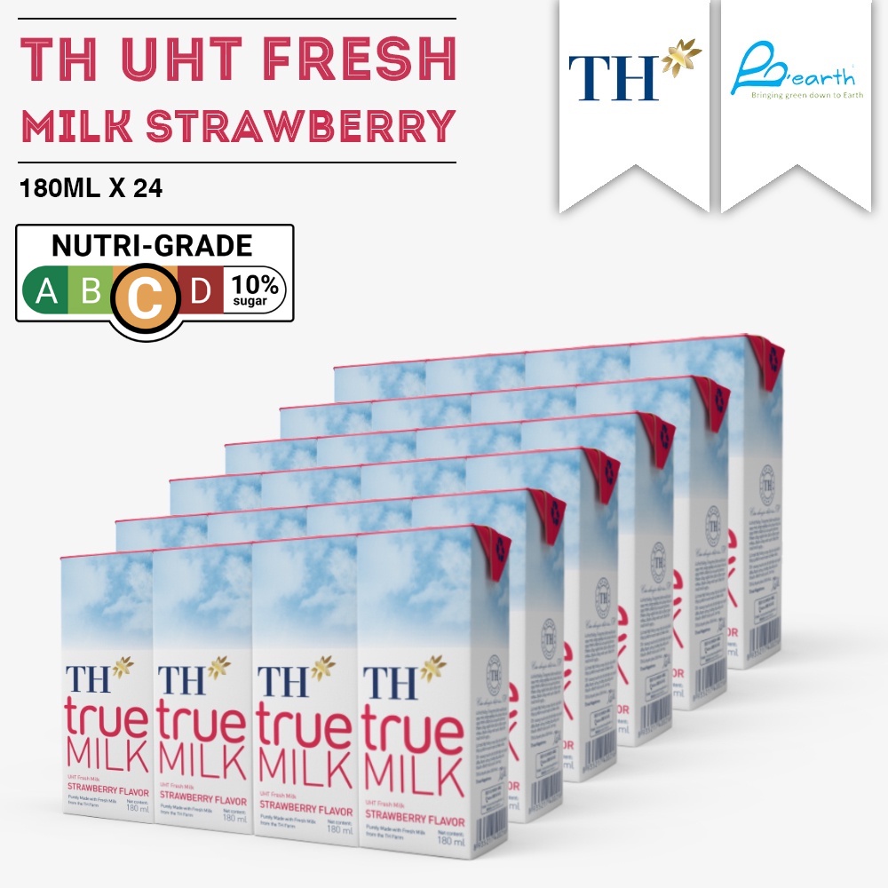 TH True Milk UHT Strawberry Fresh Milk 24 X 180ML | Shopee Singapore
