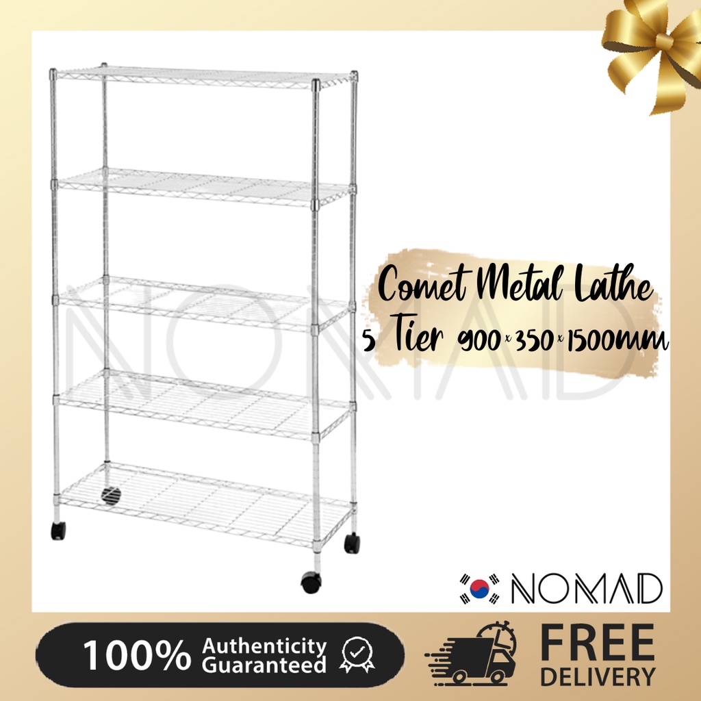 Metal rack with wheels - 5 Tier shelf 900 x 350 x 1500mm | Shopee Singapore