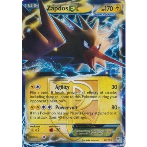 English Pokemon Zapdos EX - 48/135 - Ultra Rare Black & White 8: Plasma ...