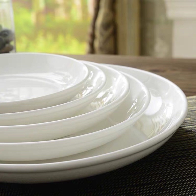 CNY White Ceramic Porcelain Deep Dish Plate Dinner Plate Pinggan Makan ...