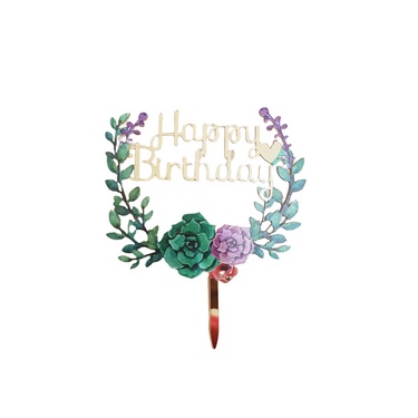 Hbd Flower Frame Cake Topper, Motif Cake Topper | Shopee Singapore