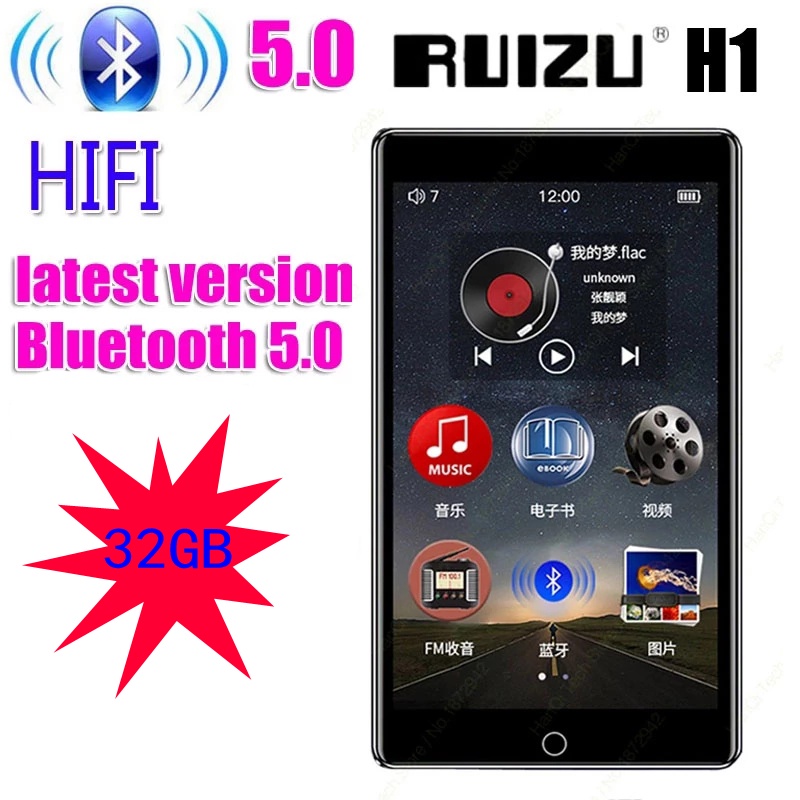 RUIZU H1 Full Touch Screen 4.0inch MP3 Player Bluetooth 32GB Music ...