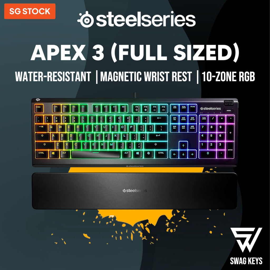 【SG】STEELSERIES Apex 3 RGB Gaming Keyboard | 104 Keys Full Size | RGB ...